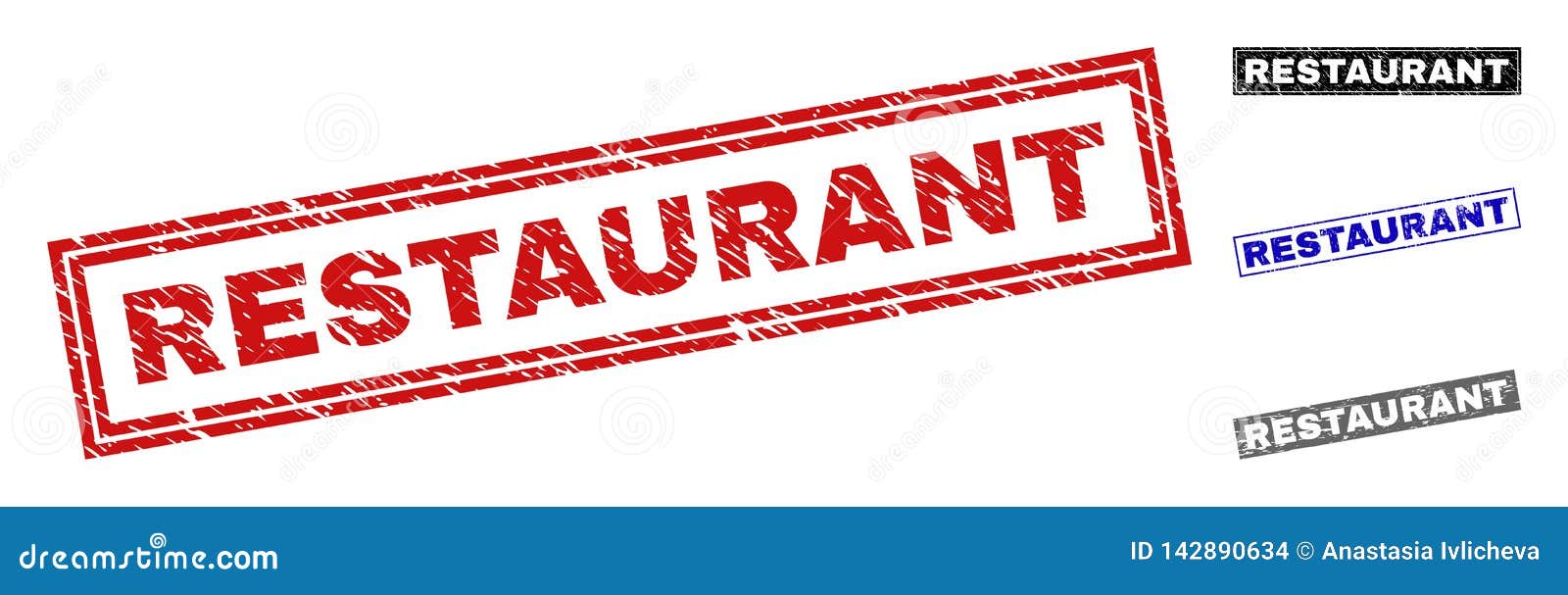 Grunge RESTAURANT Textured Rectangle Stamps Stock Vector - Illustration ...