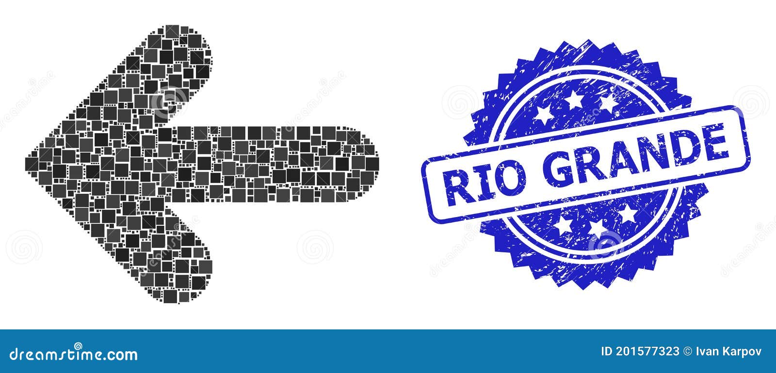 Grunge Rio Grande Stamp Seal and Square Dotted Left Direction Collage ...