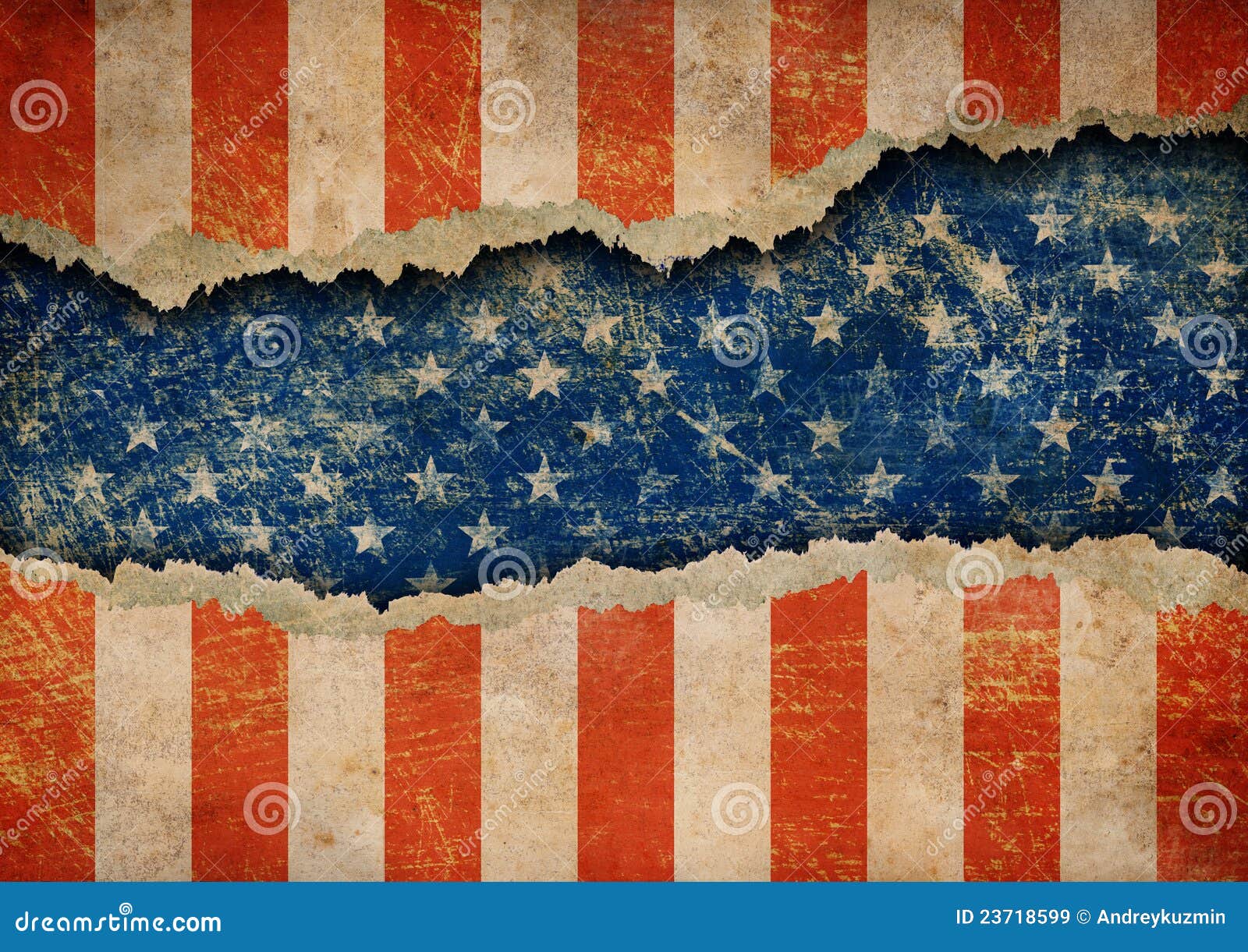 Grunge Ripped Paper USA Flag Pattern Stock Illustration - Illustration ...