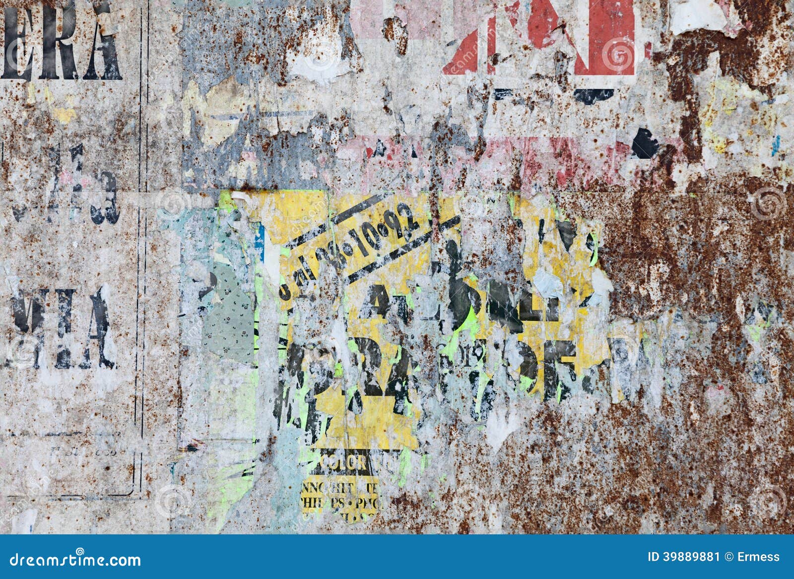 Old Grunge Ripped Torn Vintage Collage Posters On The Wall Royalty-Free ...