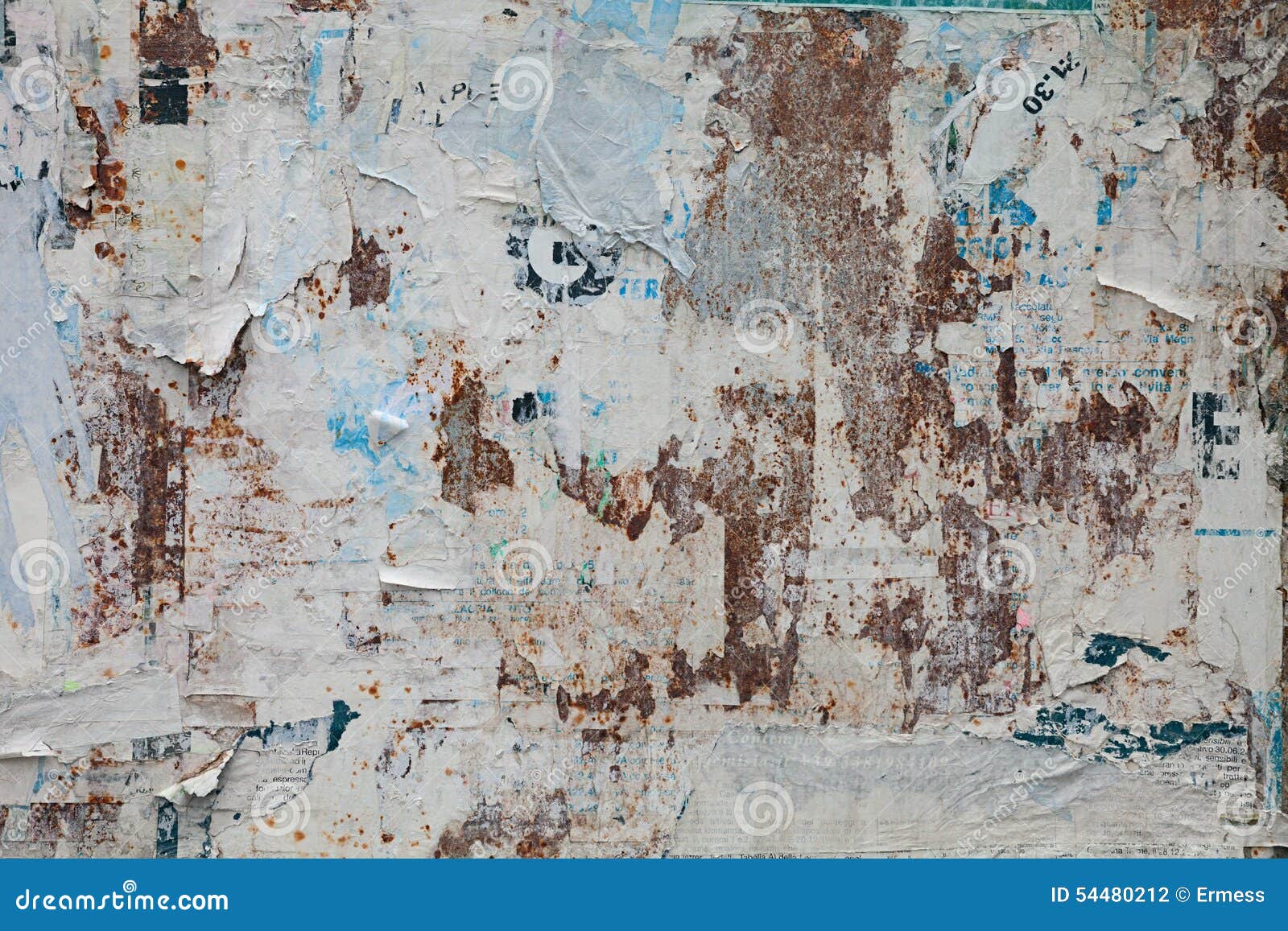 Old Grunge Ripped Torn Vintage Collage Posters On The Wall Royalty-Free ...