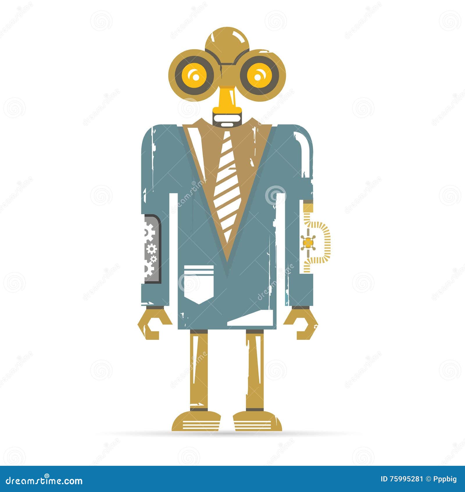 Grunge robot stock illustration. Illustration of retro - 75995281