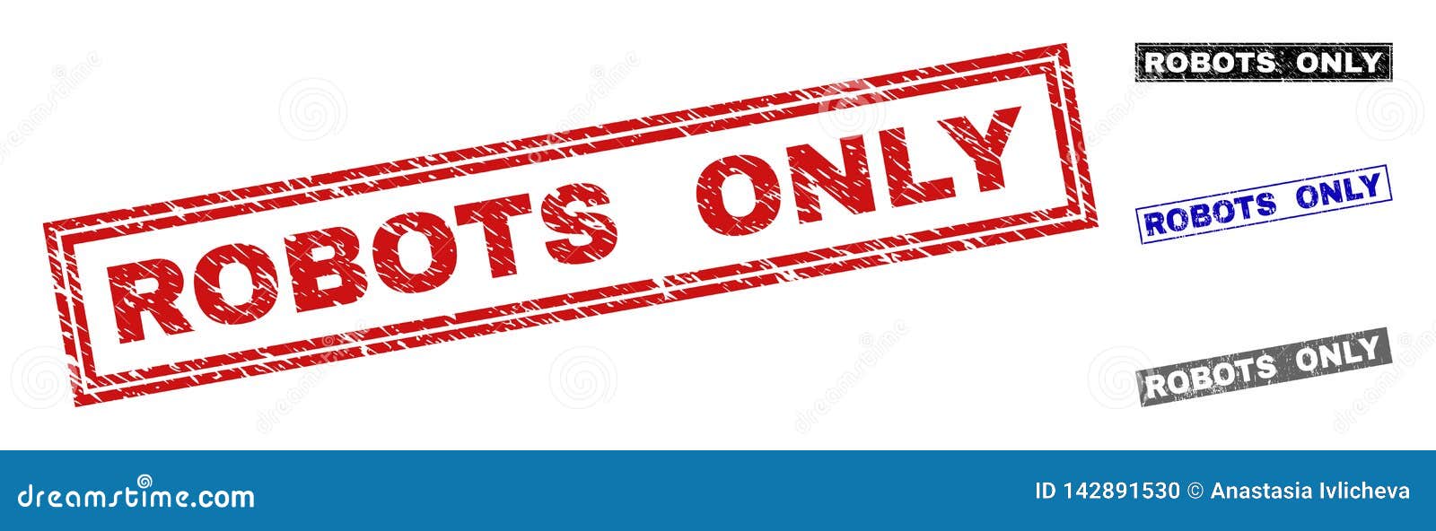 Grunge ROBOTS only Scratched Rectangle Watermarks Stock Vector ...