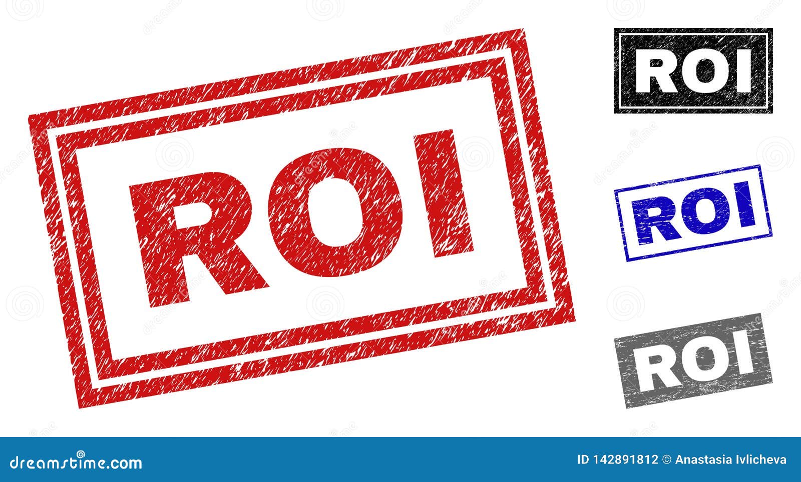 Grunge ROI Scratched Rectangle Stamps Stock Vector - Illustration of ...