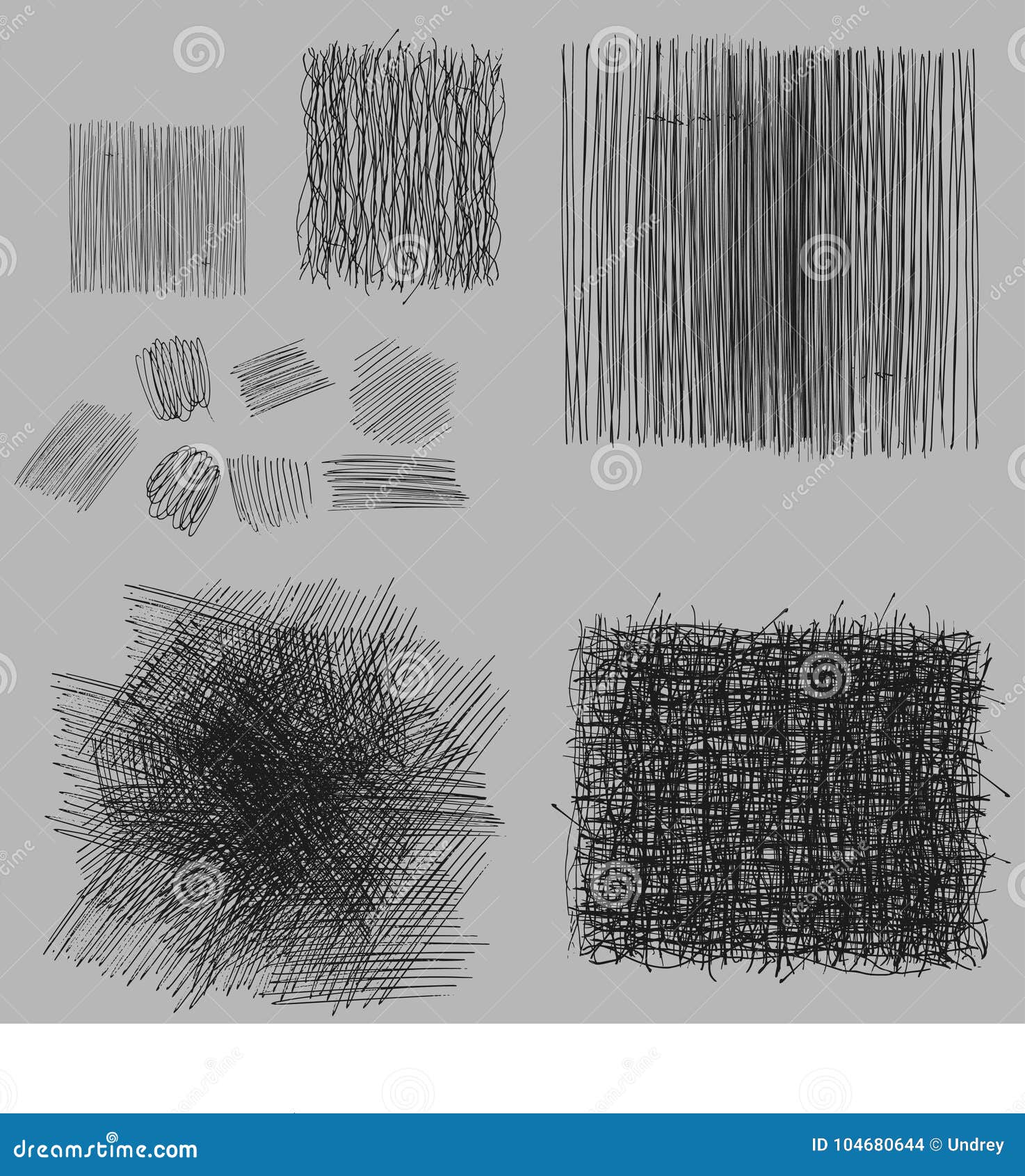 Grunge Rough Hatching Drawing Textures Set. Vector Illustration Stock ...