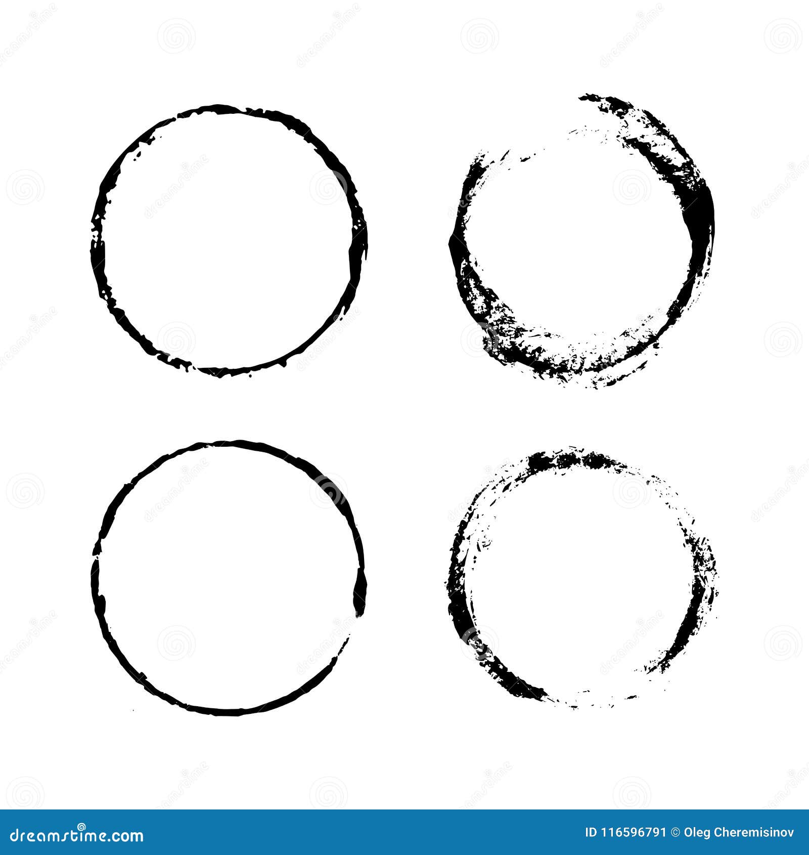 Grunge Round Frames Isolated on Transparent Background. Vector Design ...