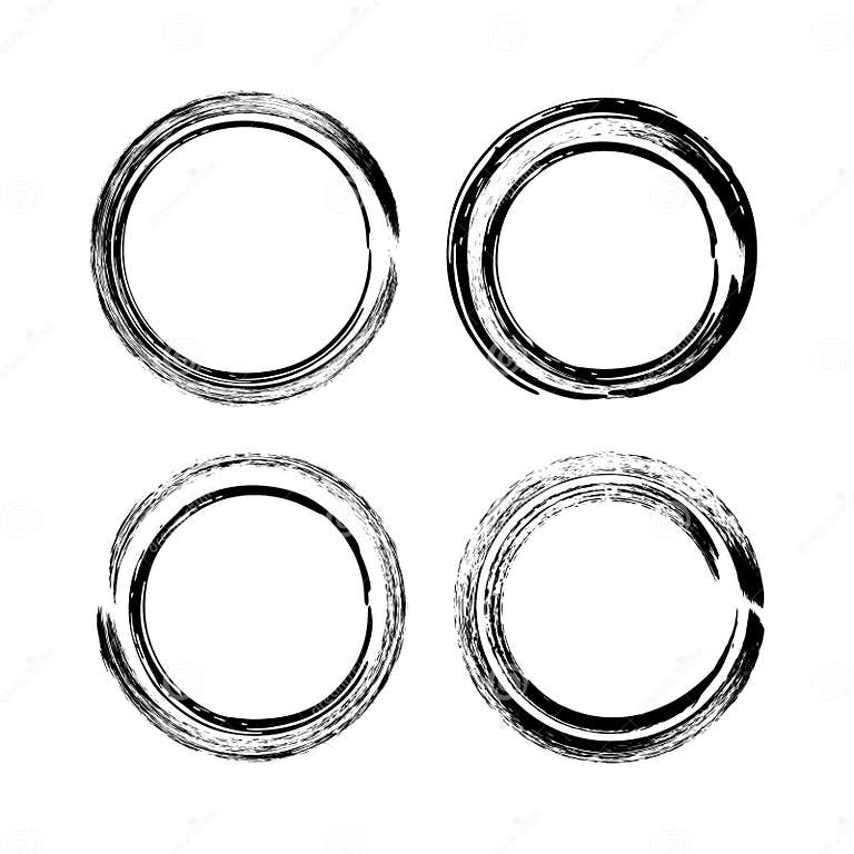 Grunge Round Frames Isolated on White Background. Vector Design Element ...