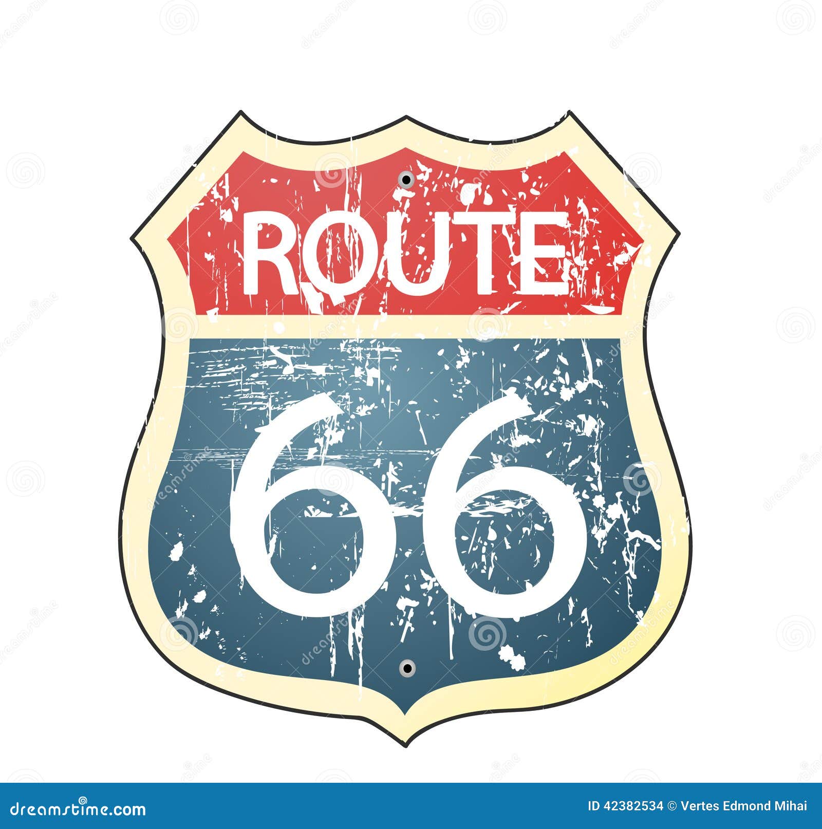 Grunge route 66 roadsign stock vector. Illustration of landmark - 42382534