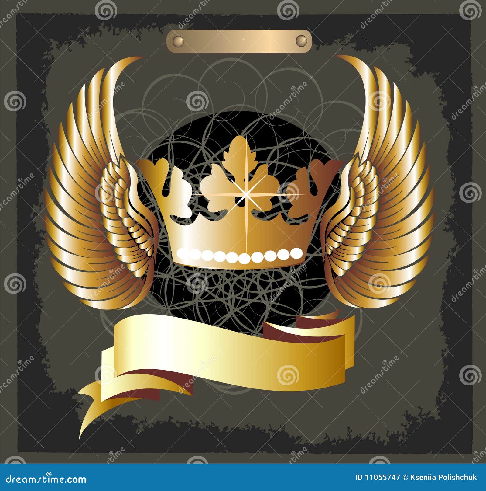 Grunge Royal Crown Vector with Wings Stock Vector - Illustration of ...