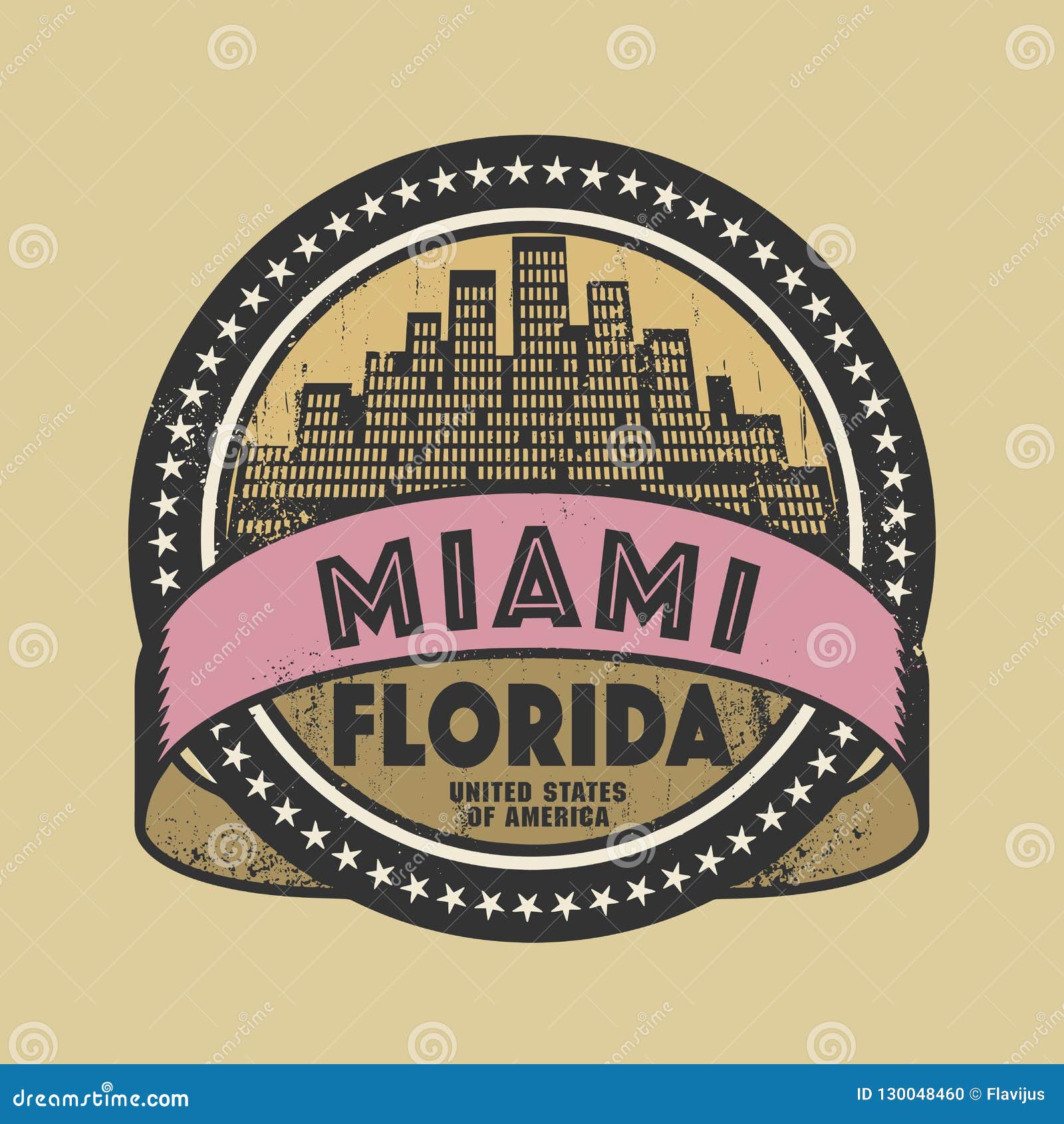 Grunge Rubber Stamp or Label with Name of Miami, Florida Stock Vector ...