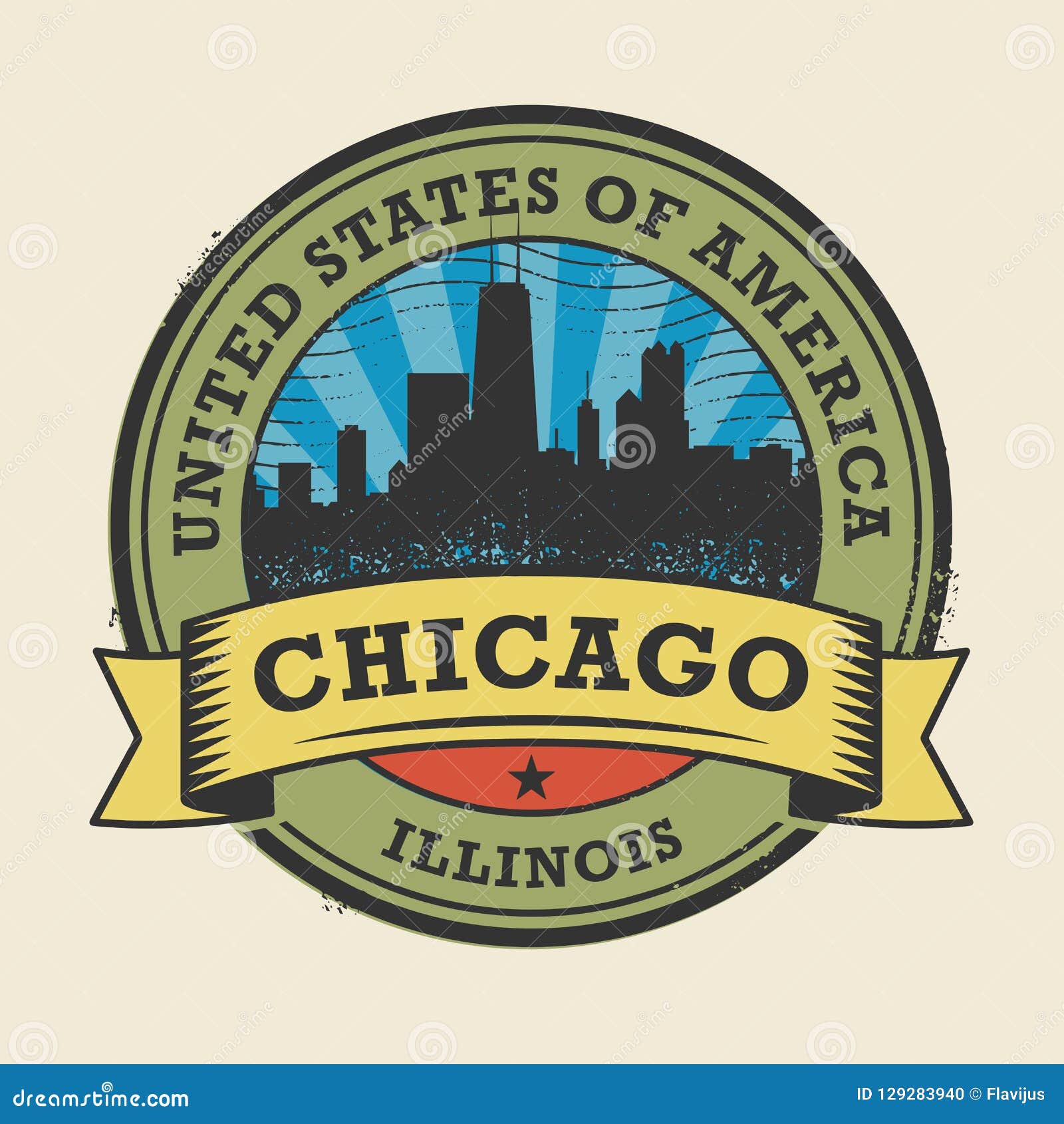 Grunge Chicago Line Seal With Mosaic Helmet Price Icon Stock ...