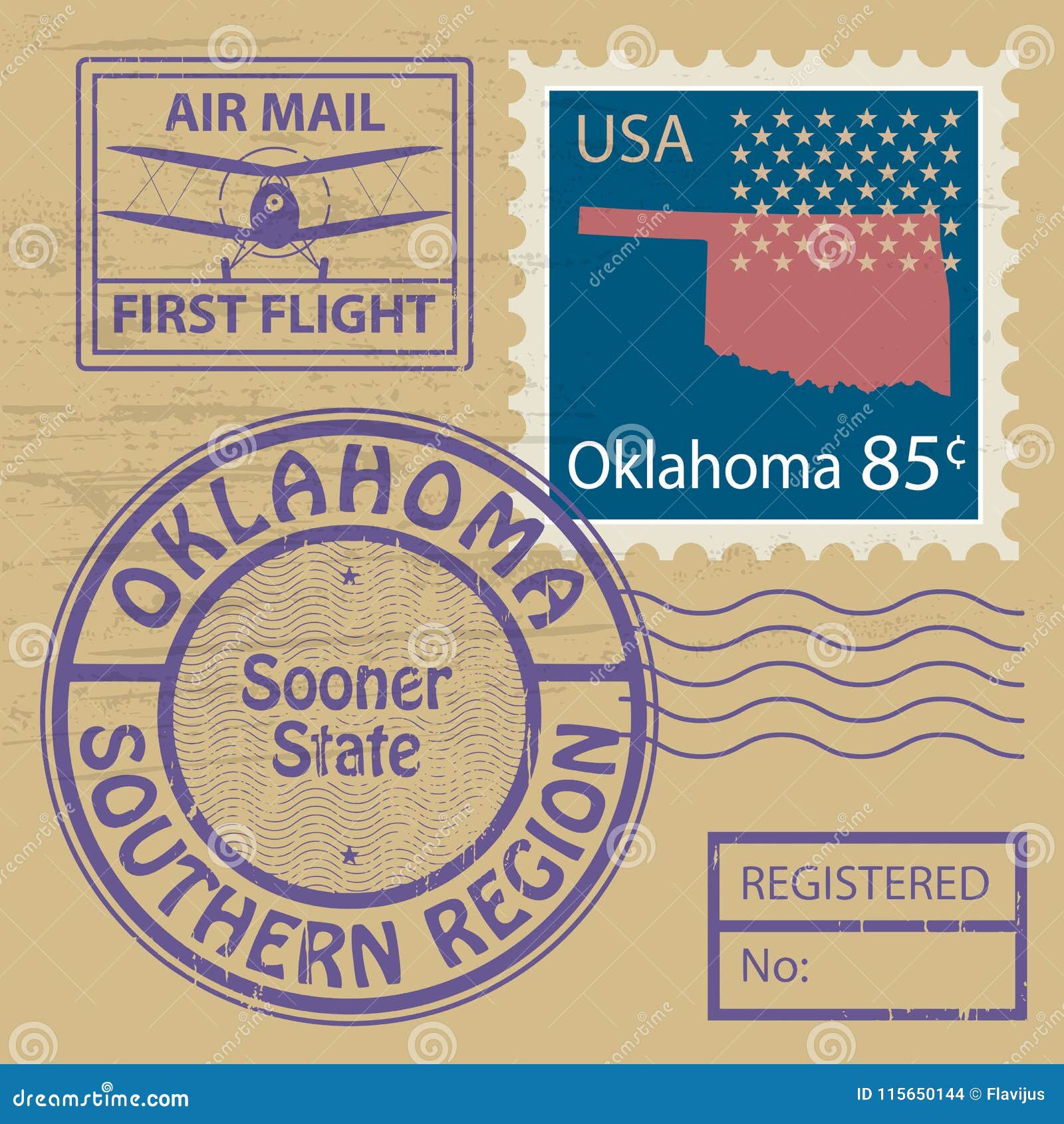 Stamp Set with Name of Oklahoma Stock Vector - Illustration of oval ...