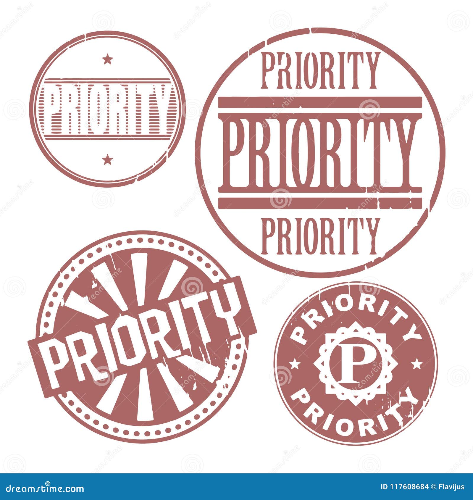 Grunge Rubber Stamp Set with the Text Priority Stock Vector ...