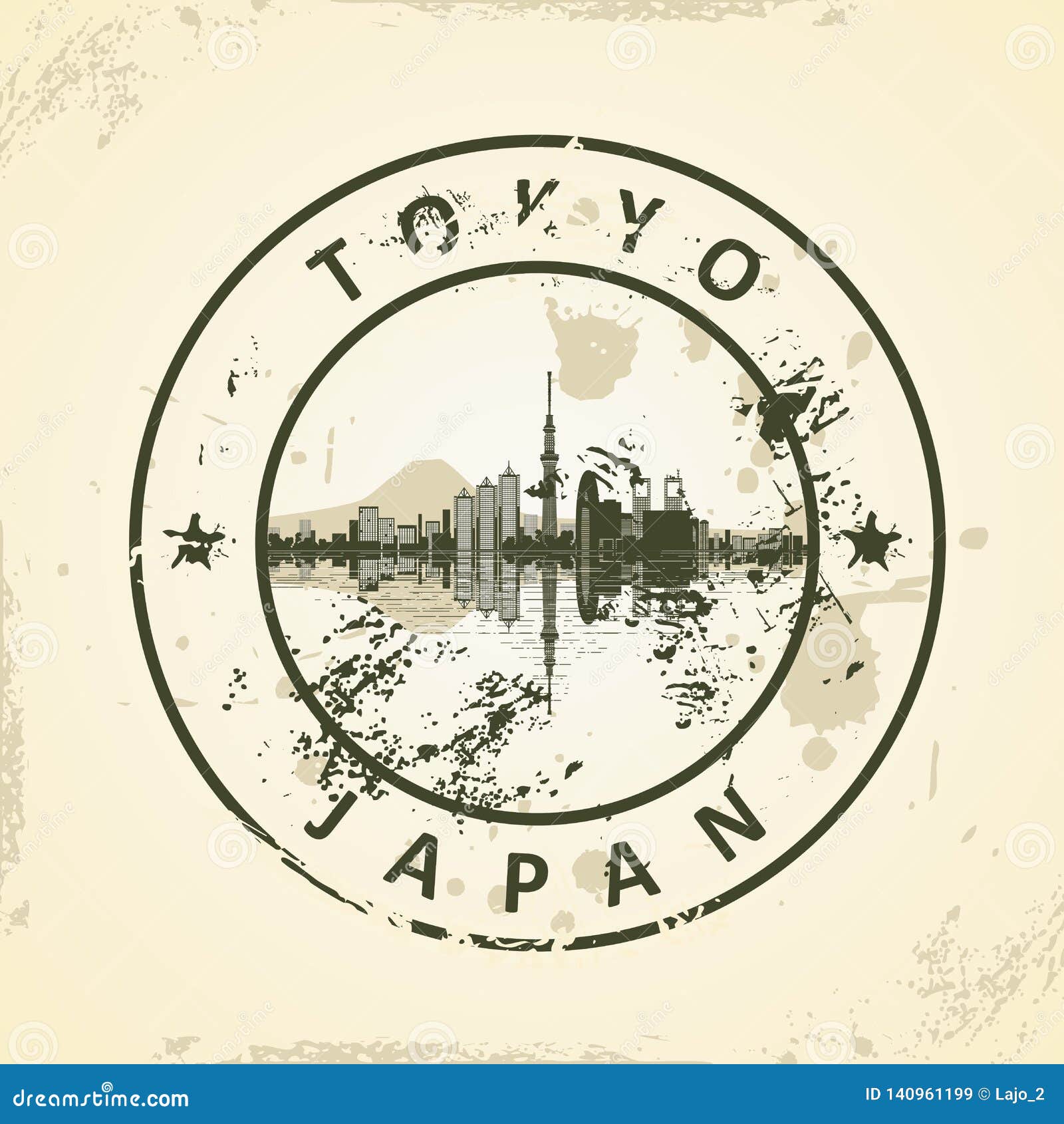 Grunge Rubber Stamp with Tokyo Skyline Stock Vector - Illustration of ...