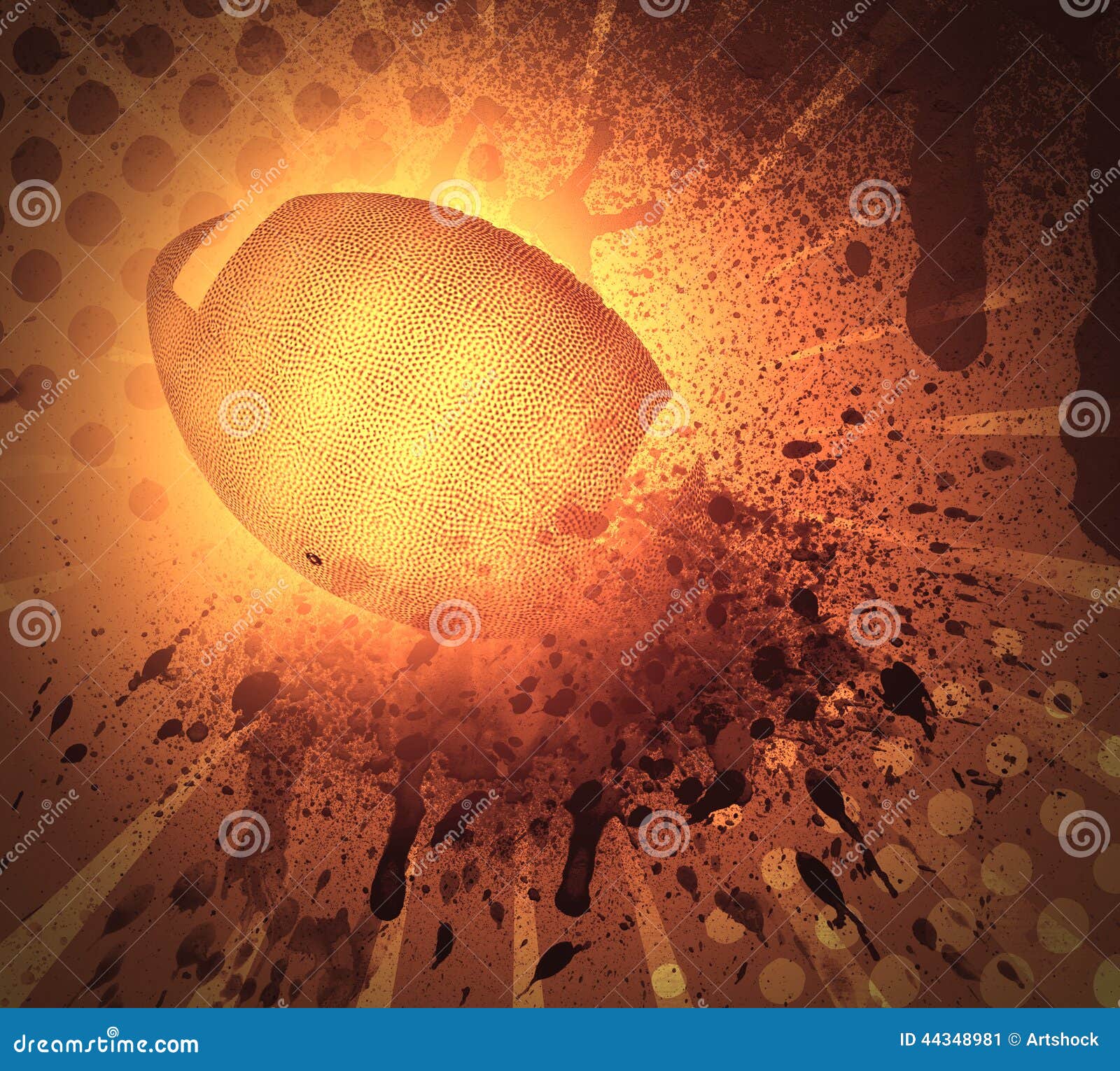 Grunge Rugby Ball On Uneven Dark Surface At Night Cityscape Background ...