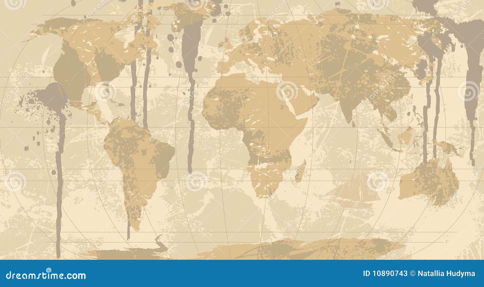 A Grunge, Rustic World Map. Stock Vector - Illustration of fashioned ...