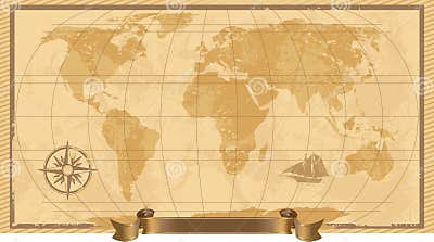 A Grunge, Rustic World Map stock vector. Illustration of grunge - 7303470