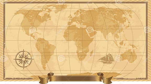 A Grunge, Rustic World Map stock vector. Illustration of grunge - 7303470