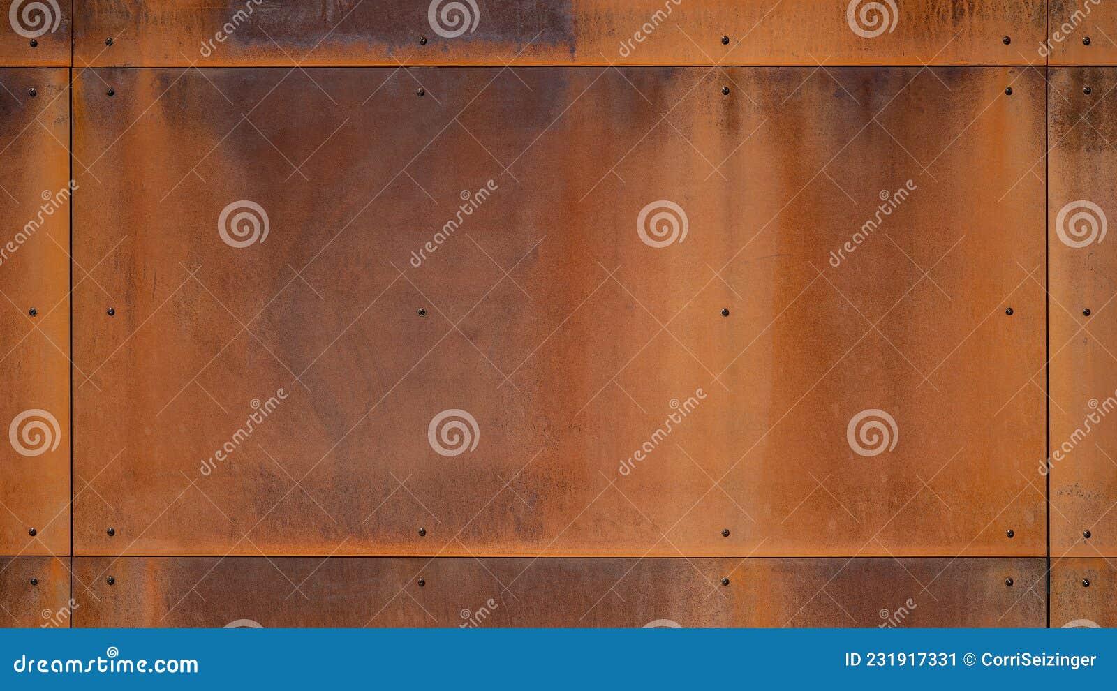 Grunge Rusty Corten Steel Facade Wall with Rivets, Rust Metal Texture ...