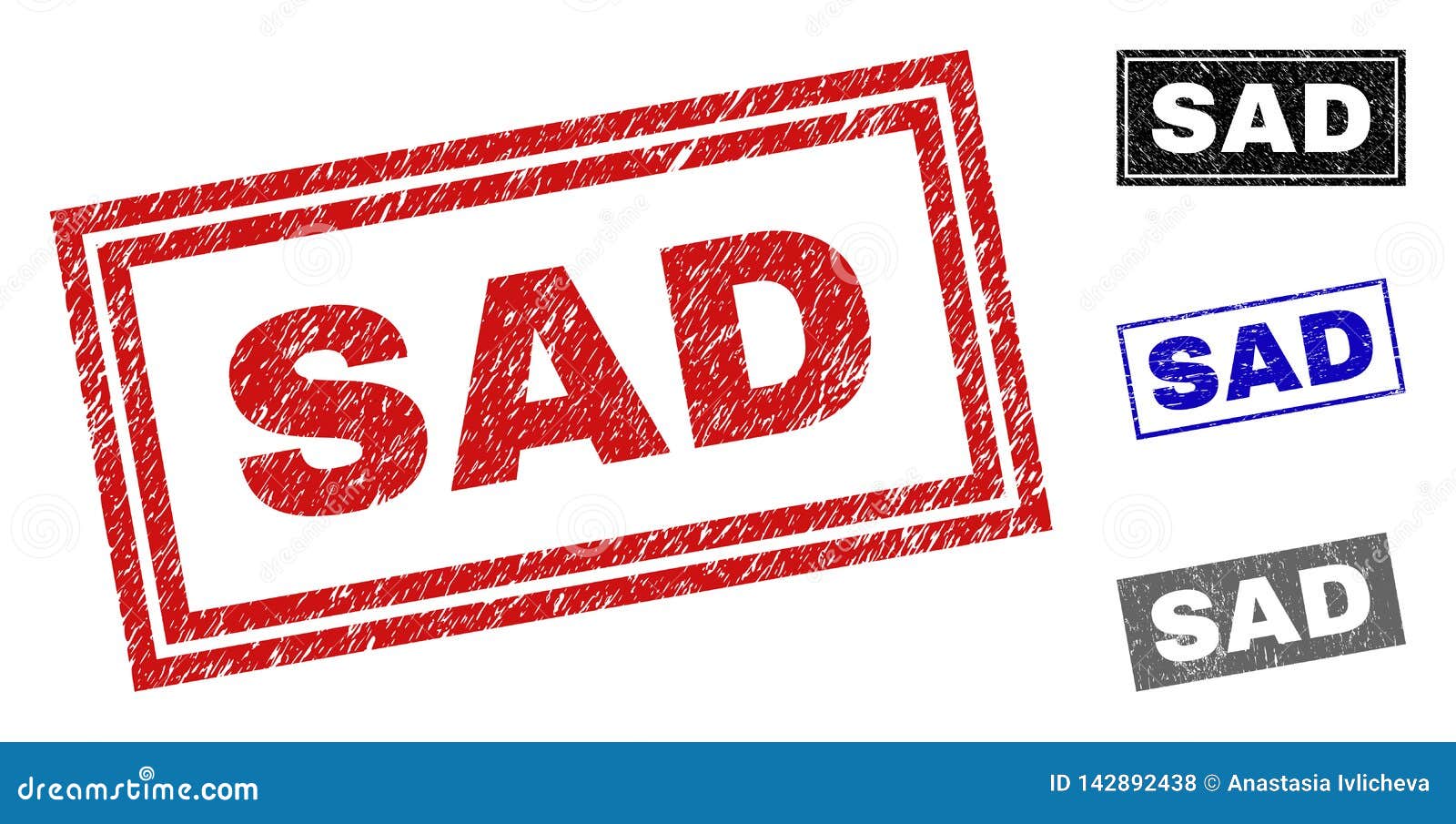 Grunge SAD Textured Rectangle Stamps Stock Vector - Illustration of ...