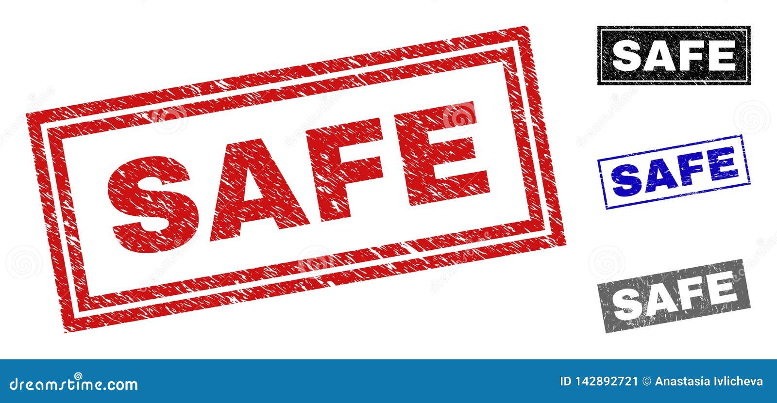 Grunge SAFE Scratched Rectangle Watermarks Stock Vector - Illustration ...