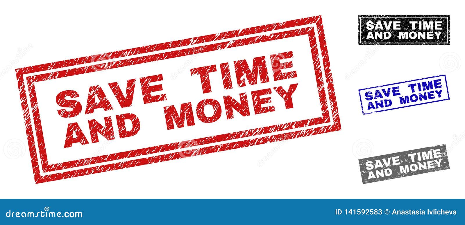 Grunge SAVE TIME and MONEY Textured Rectangle Watermarks Stock Vector ...