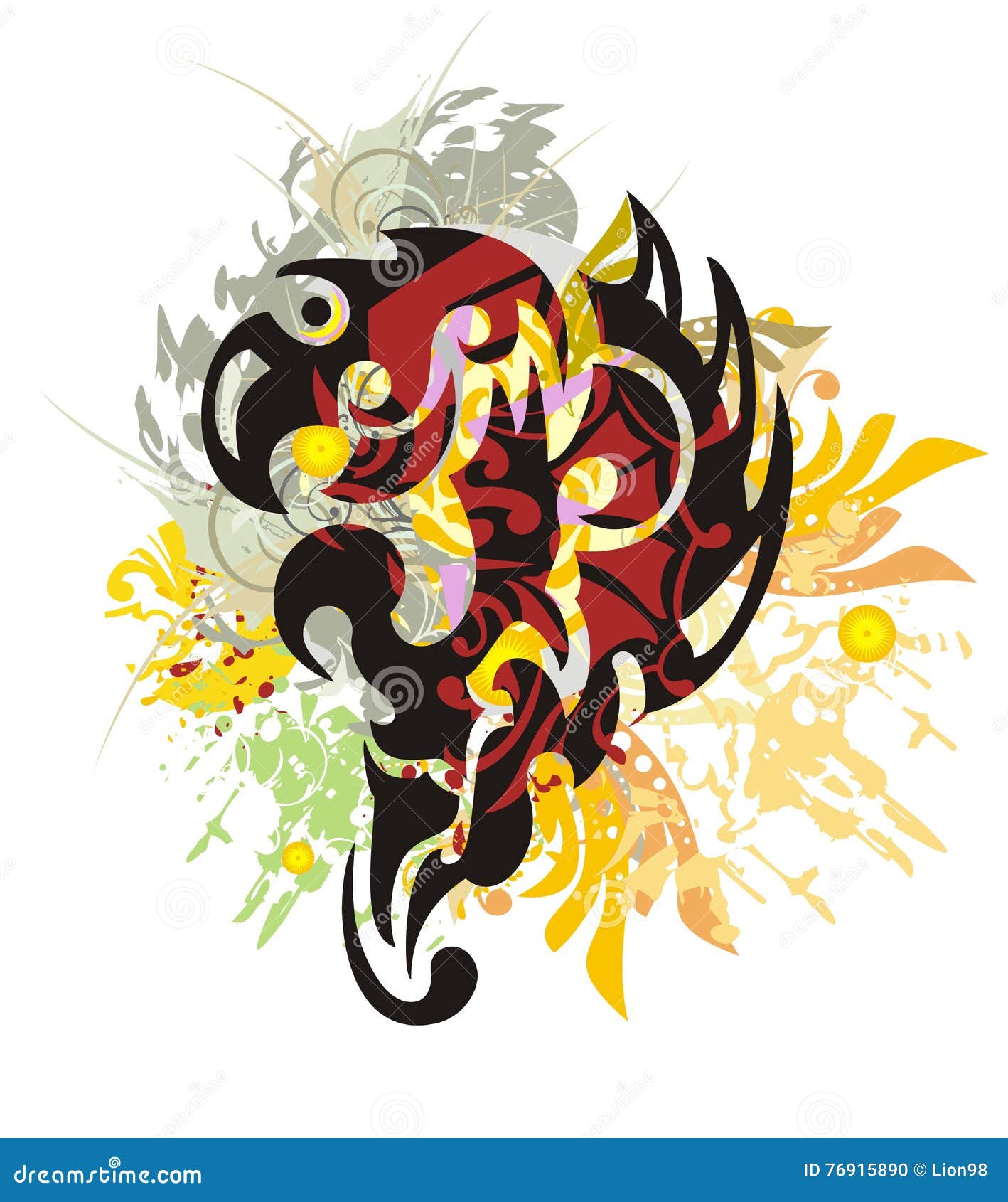 Grunge scary eagle stock vector. Illustration of magnificent - 76915890