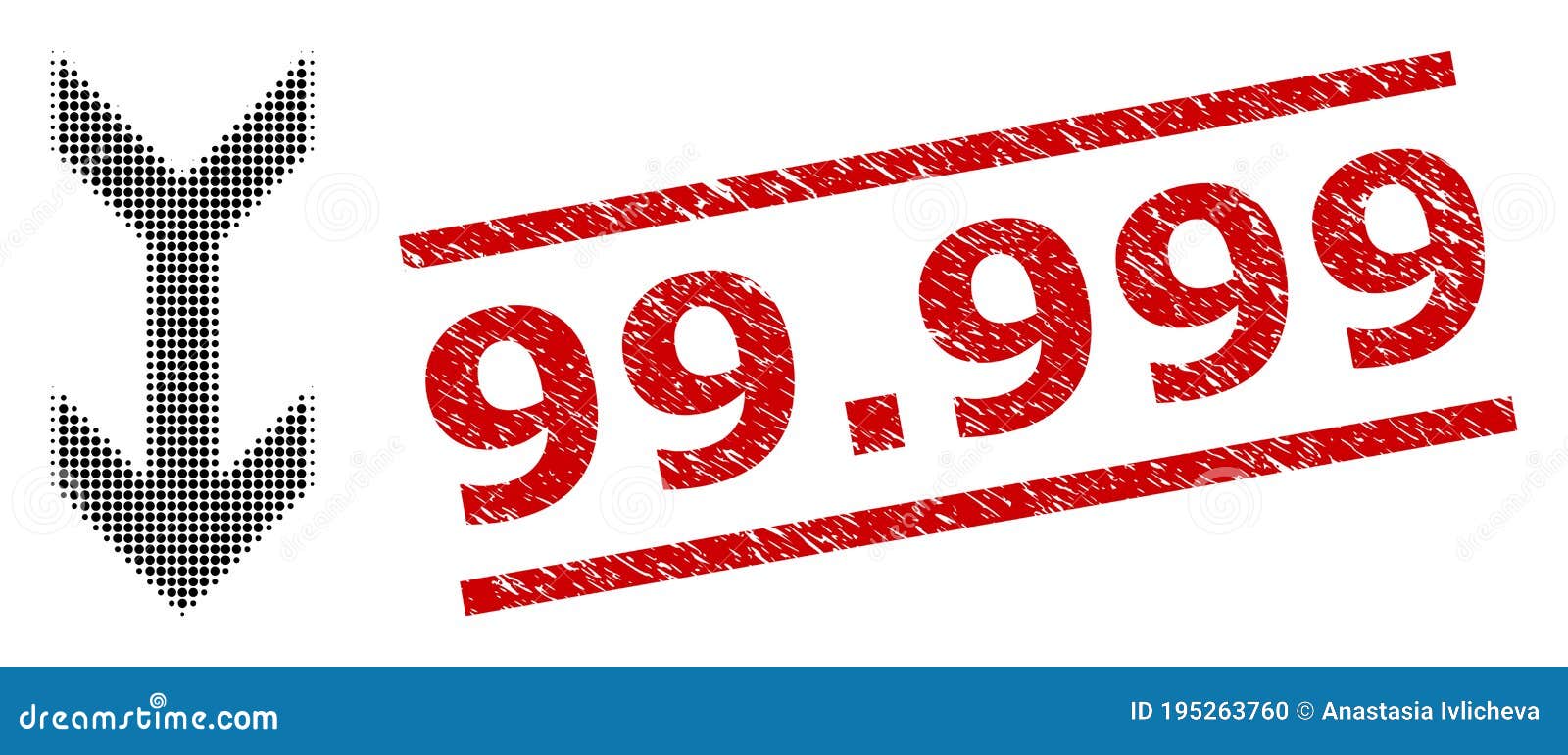 Grunge 99.999 Seal and Halftone Dotted Arrow Down Stock Vector ...