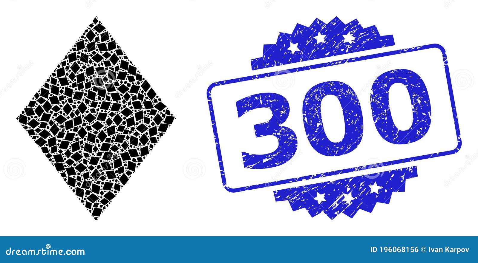 Grunge 300 Seal and Recursion Filled Rhombus Icon Collage Stock Vector ...