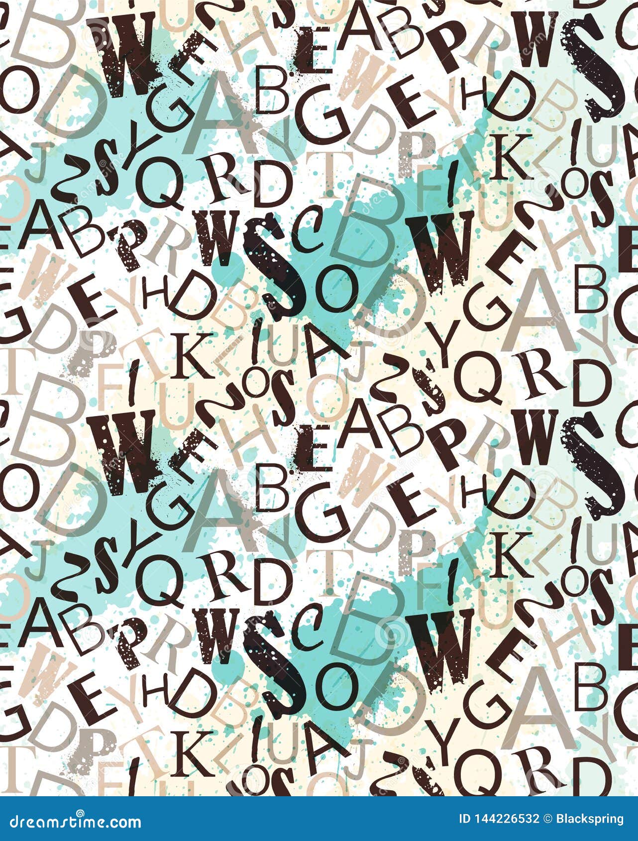 Grunge Seamless Alphabet Vector Pattern. Repeating Random Letters ...