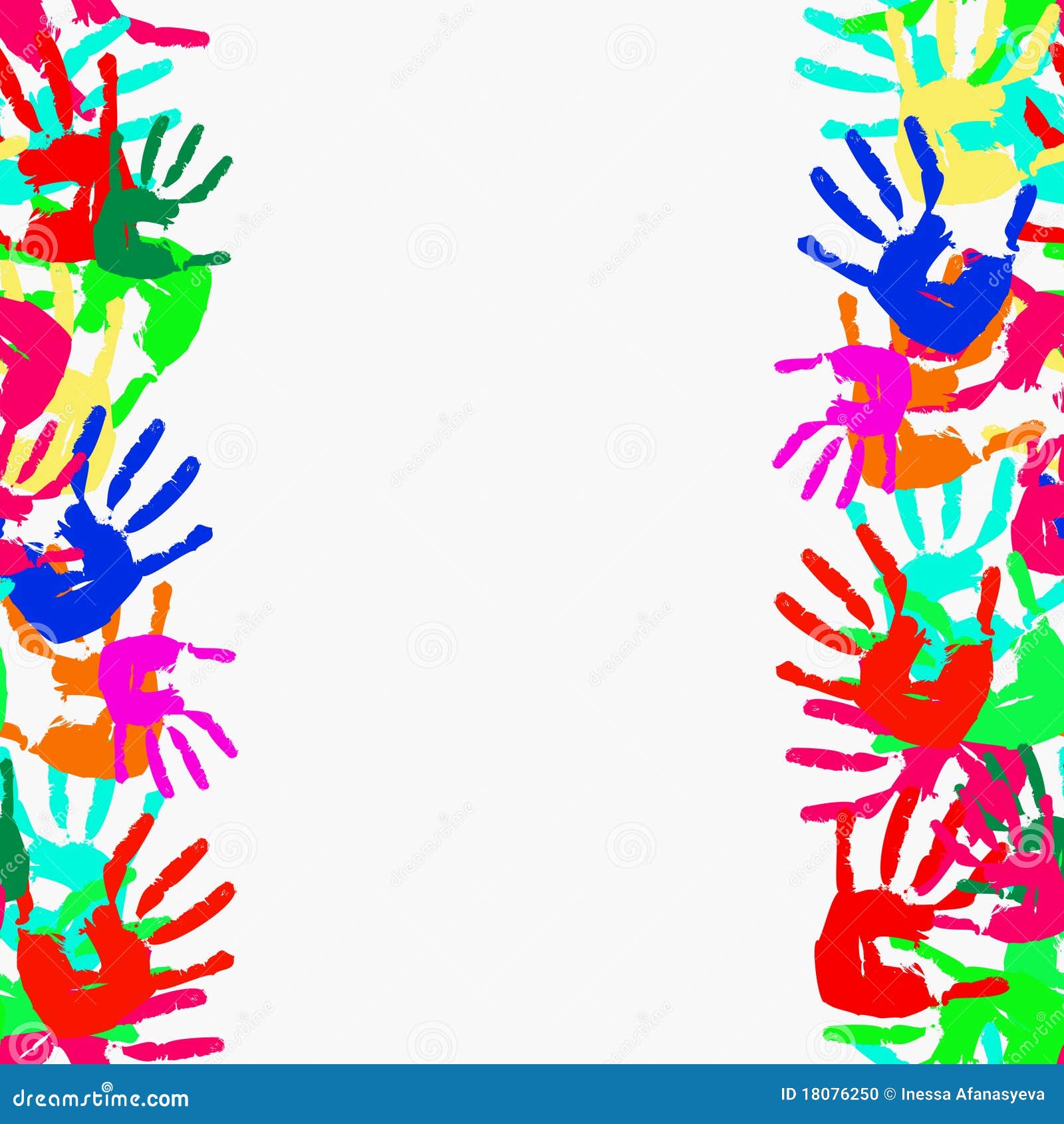 Grunge Seamless Frame from Prints of Hands. Vector Stock Vector ...