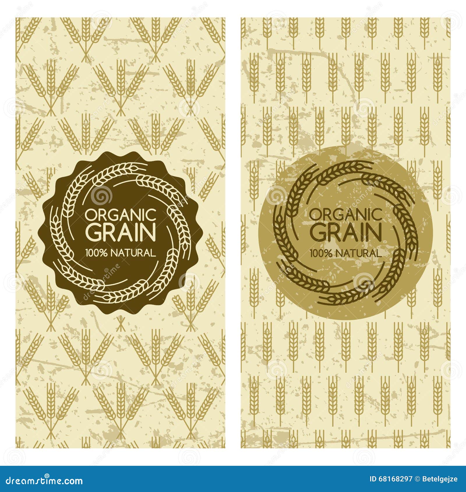 Set of Organic Wheat Grain Backgrounds. Grunge Seamless Pattern with ...