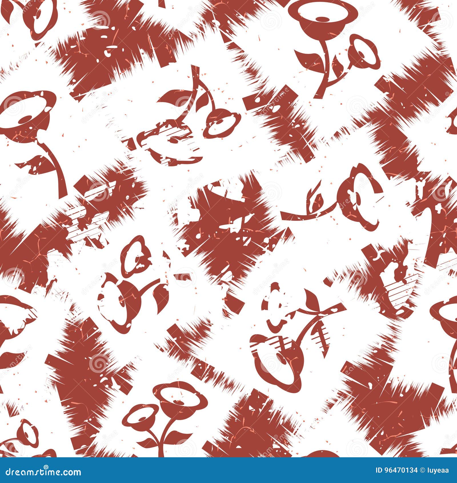 Grunge Seamless Pattern with Flowers. Vector Stock Vector ...