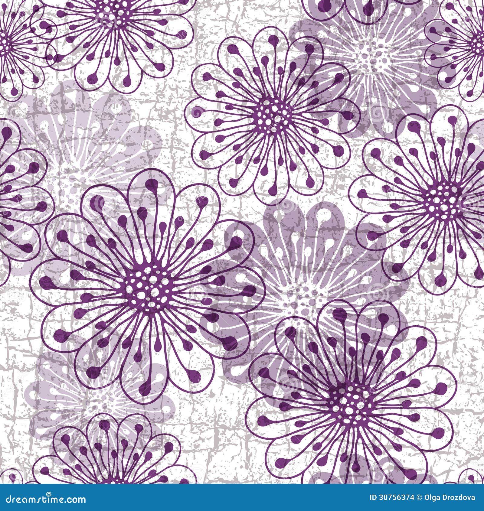 Grunge Seamless Pattern with Flowers Stock Vector - Illustration of ...