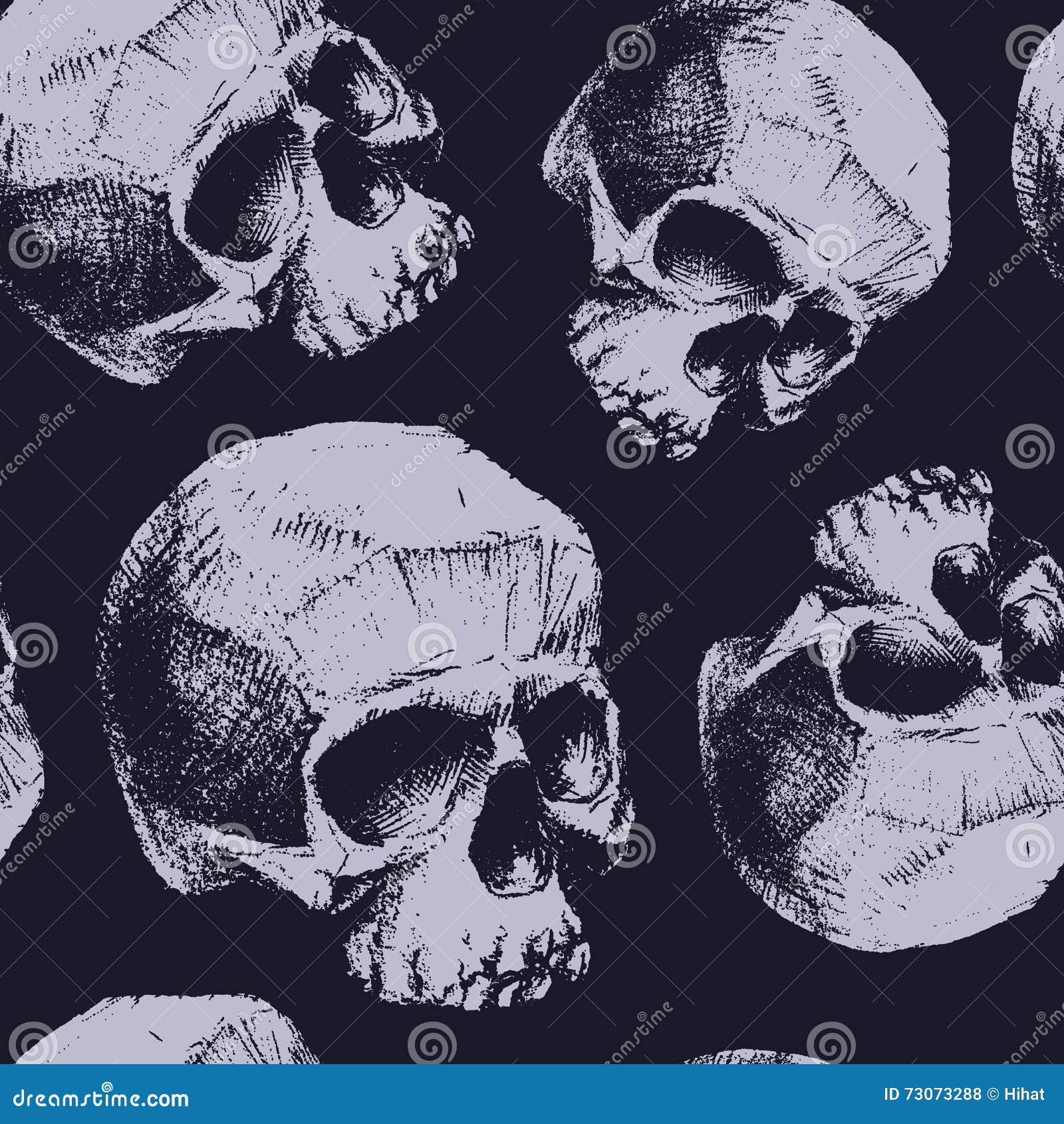 Grunge Seamless Pattern with Skulls. Stock Vector - Illustration of ...