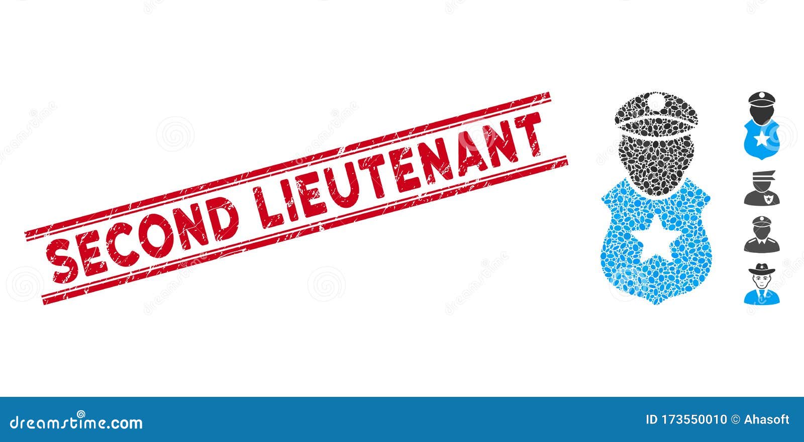 Grunge Second Lieutenant Line Stamp and Mosaic Guard Man Icon Stock ...