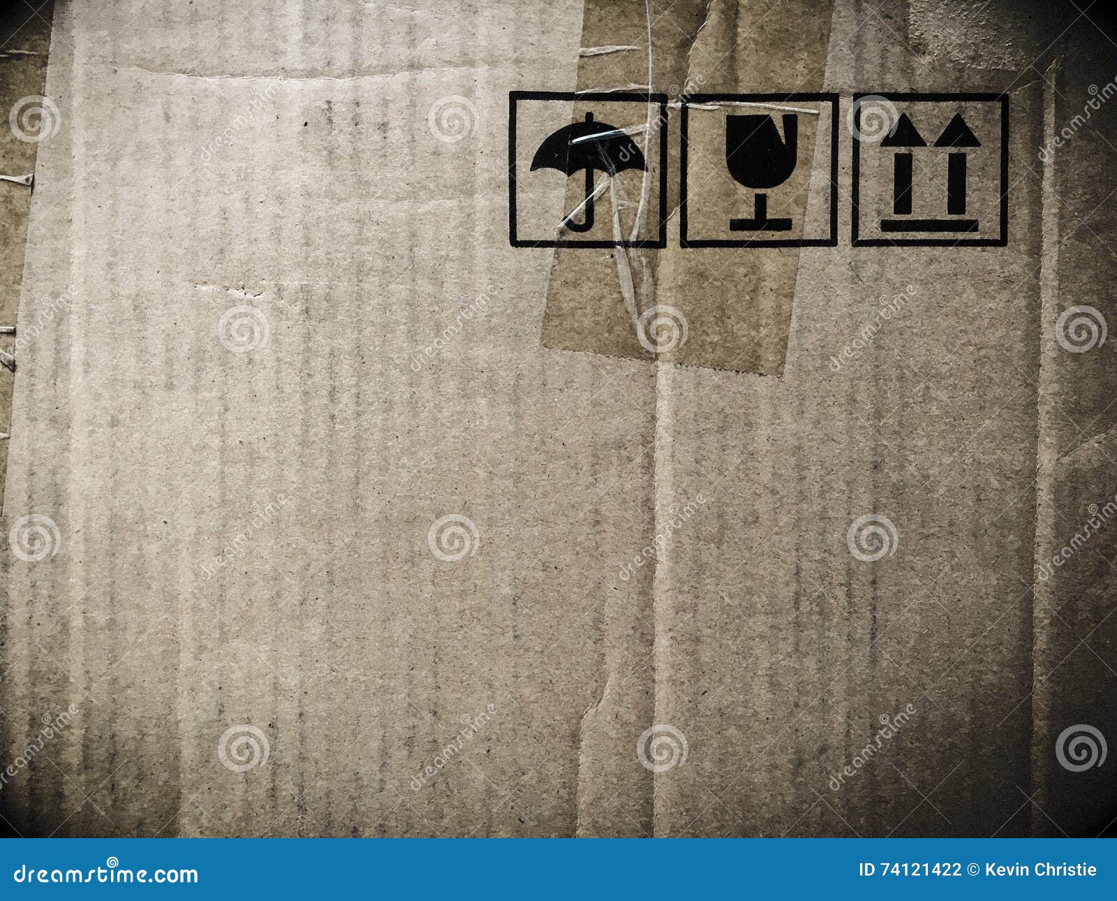 Grunge Shipping Cardboard Box with Labels Stock Photo - Image of ...