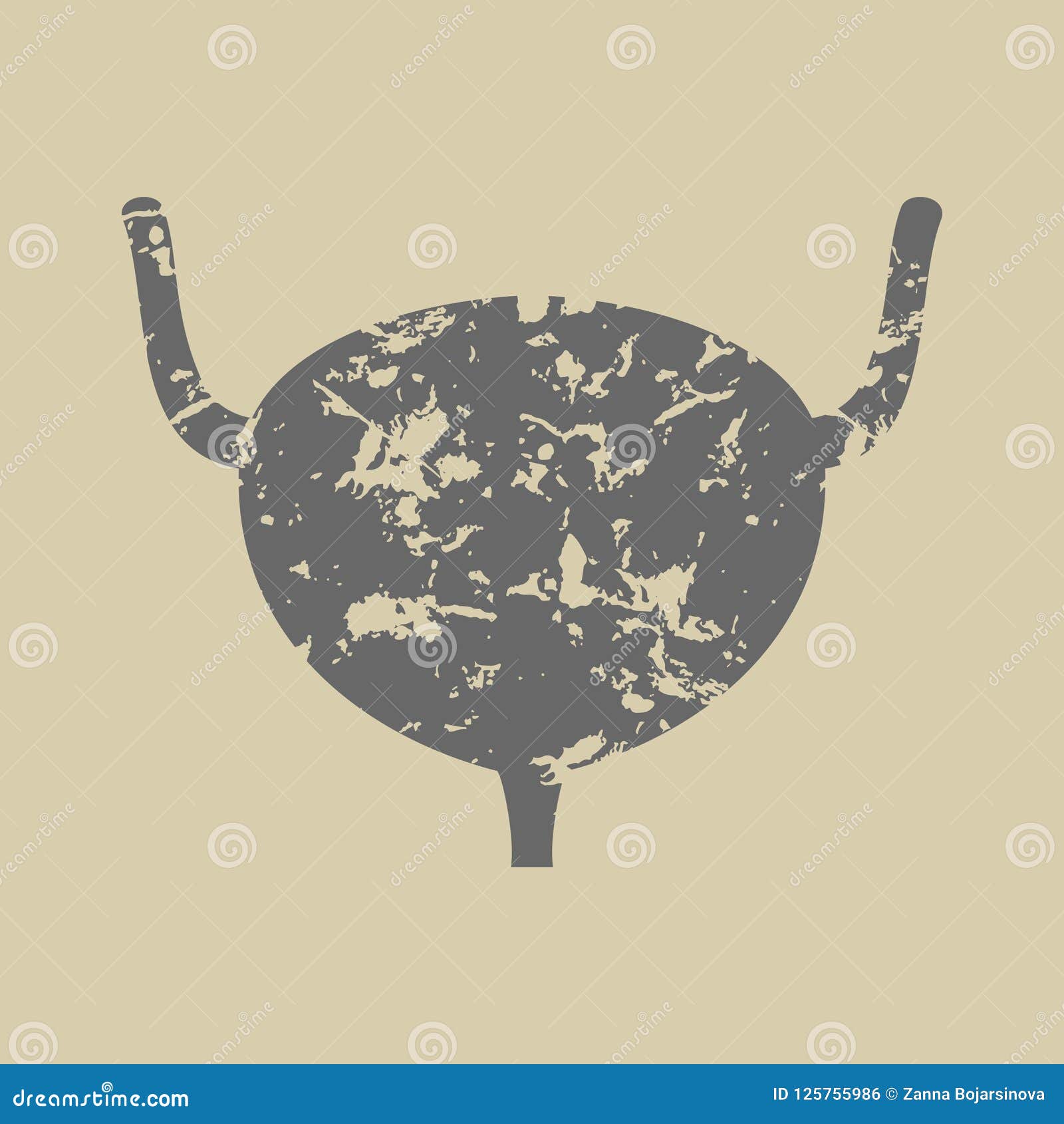 Grunge Silhouette of Urinary Bladder Vector Icon. Stock Vector ...