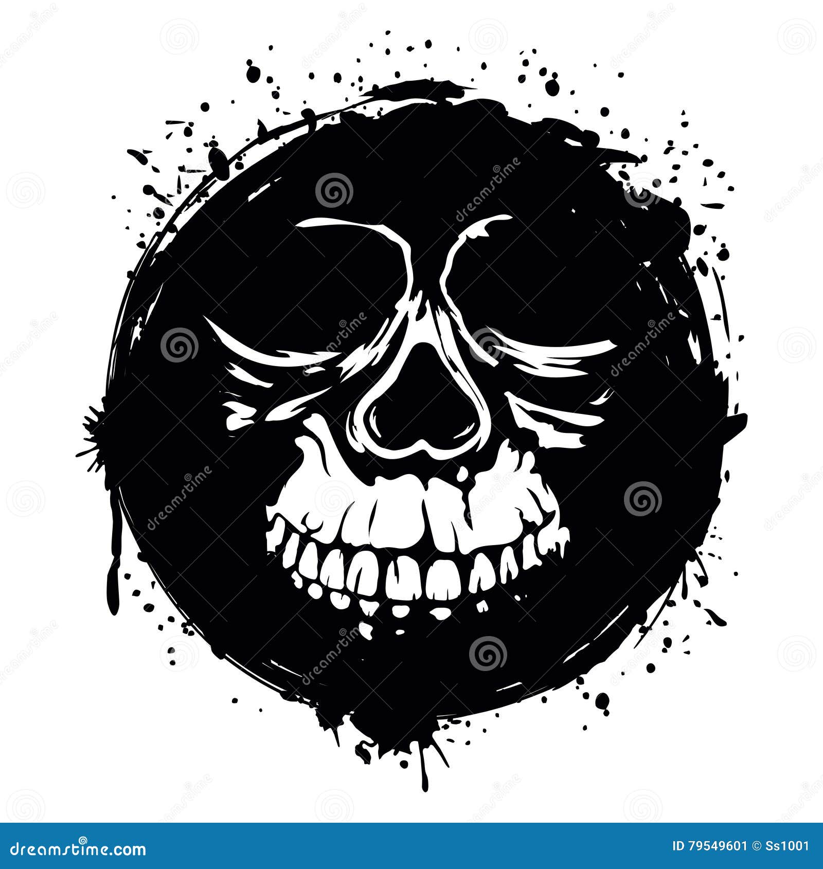 Grunge skull stock vector. Illustration of skeleton, danger - 79549601
