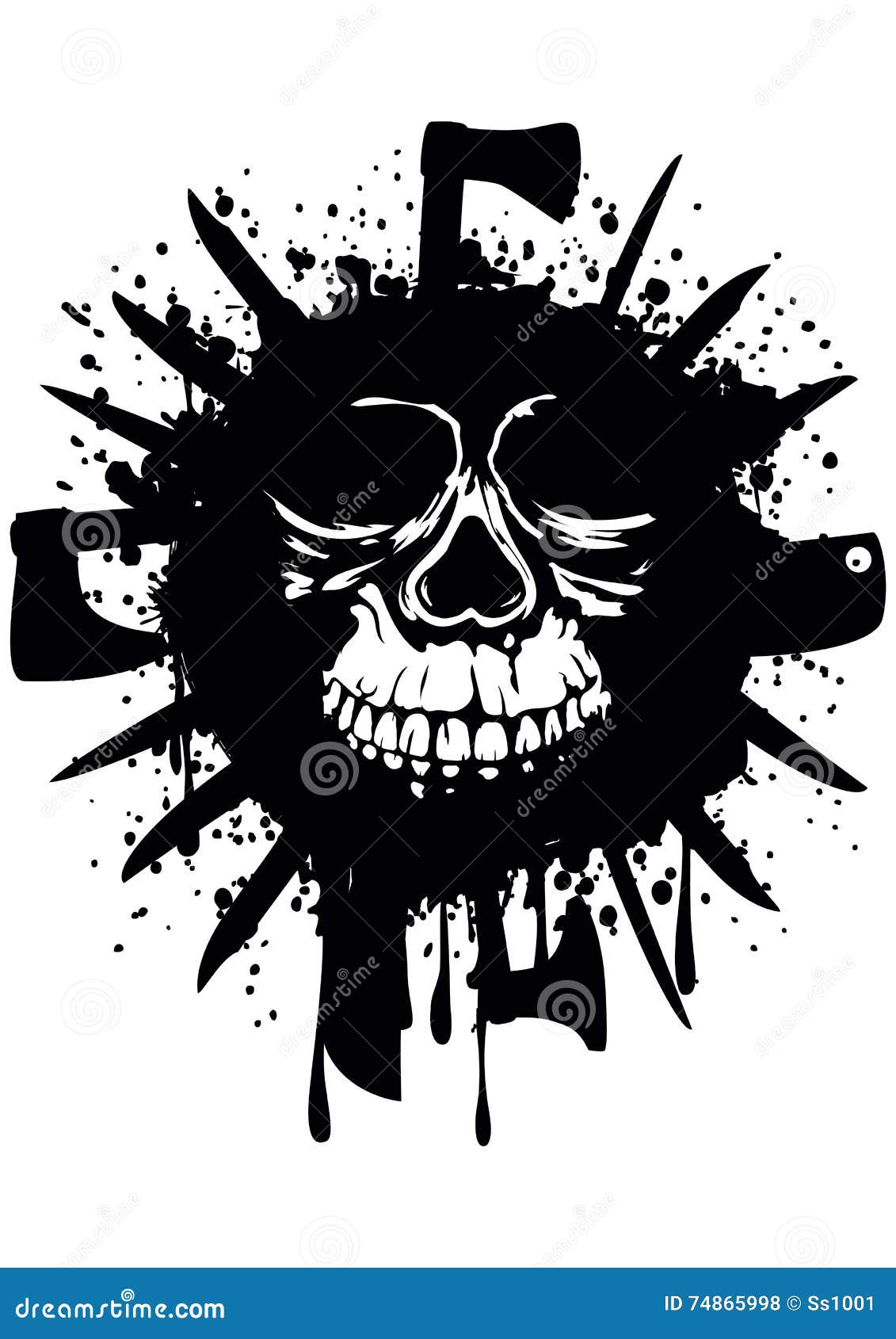 Grunge skull stock vector. Illustration of head, vector - 74865998