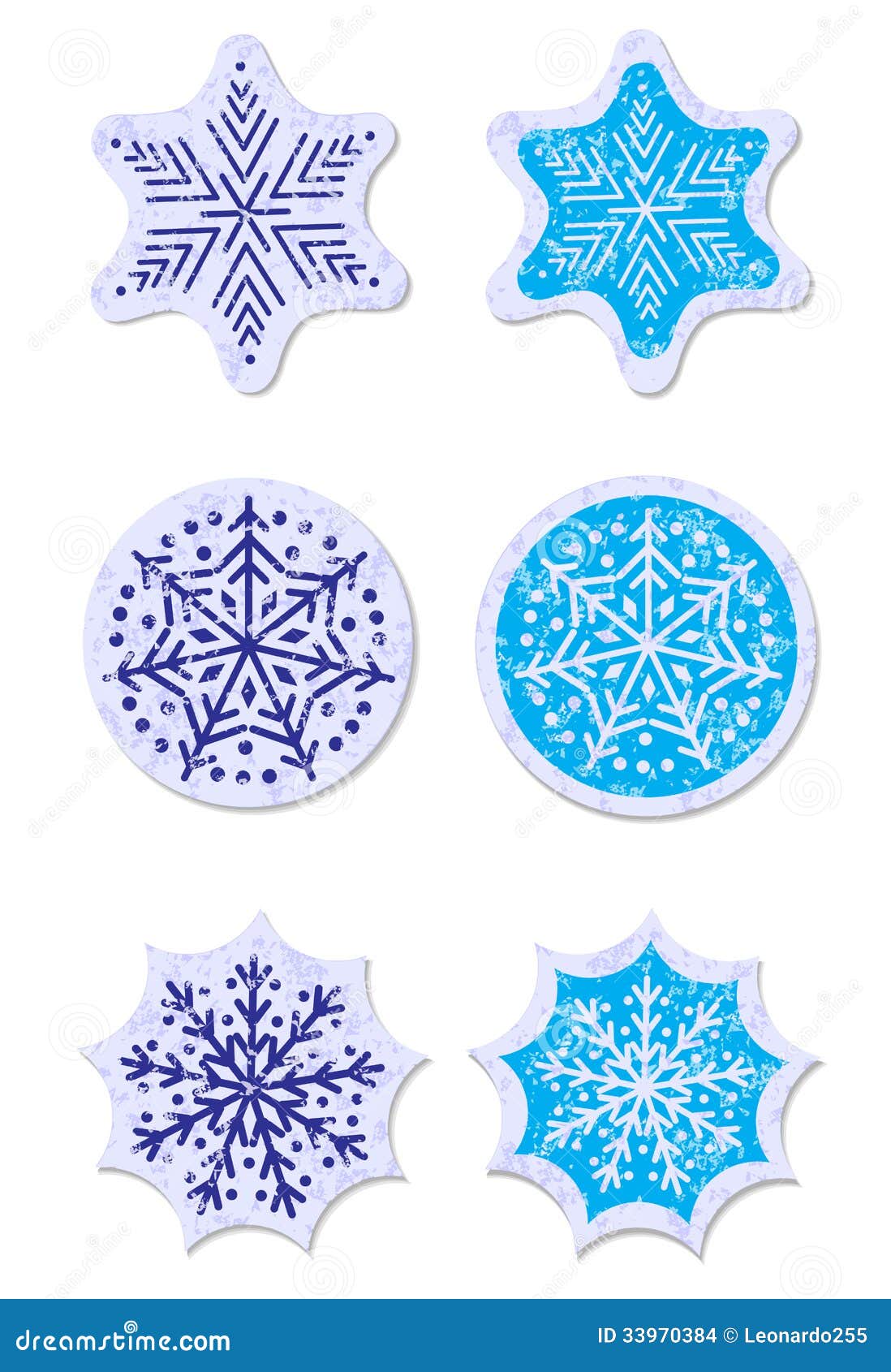 Grunge Snowflakes Stickers Set Stock Vector - Illustration of border ...