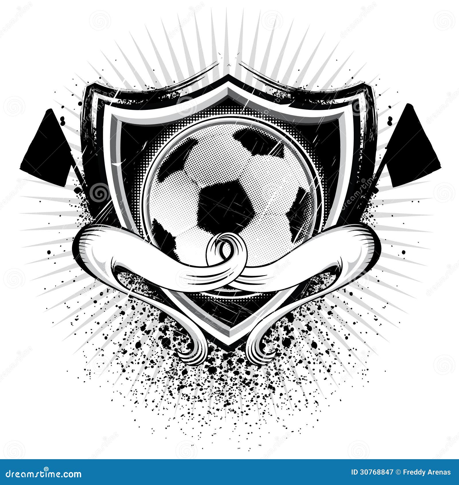 Grunge Soccer Shield stock illustration. Illustration of element - 30768847