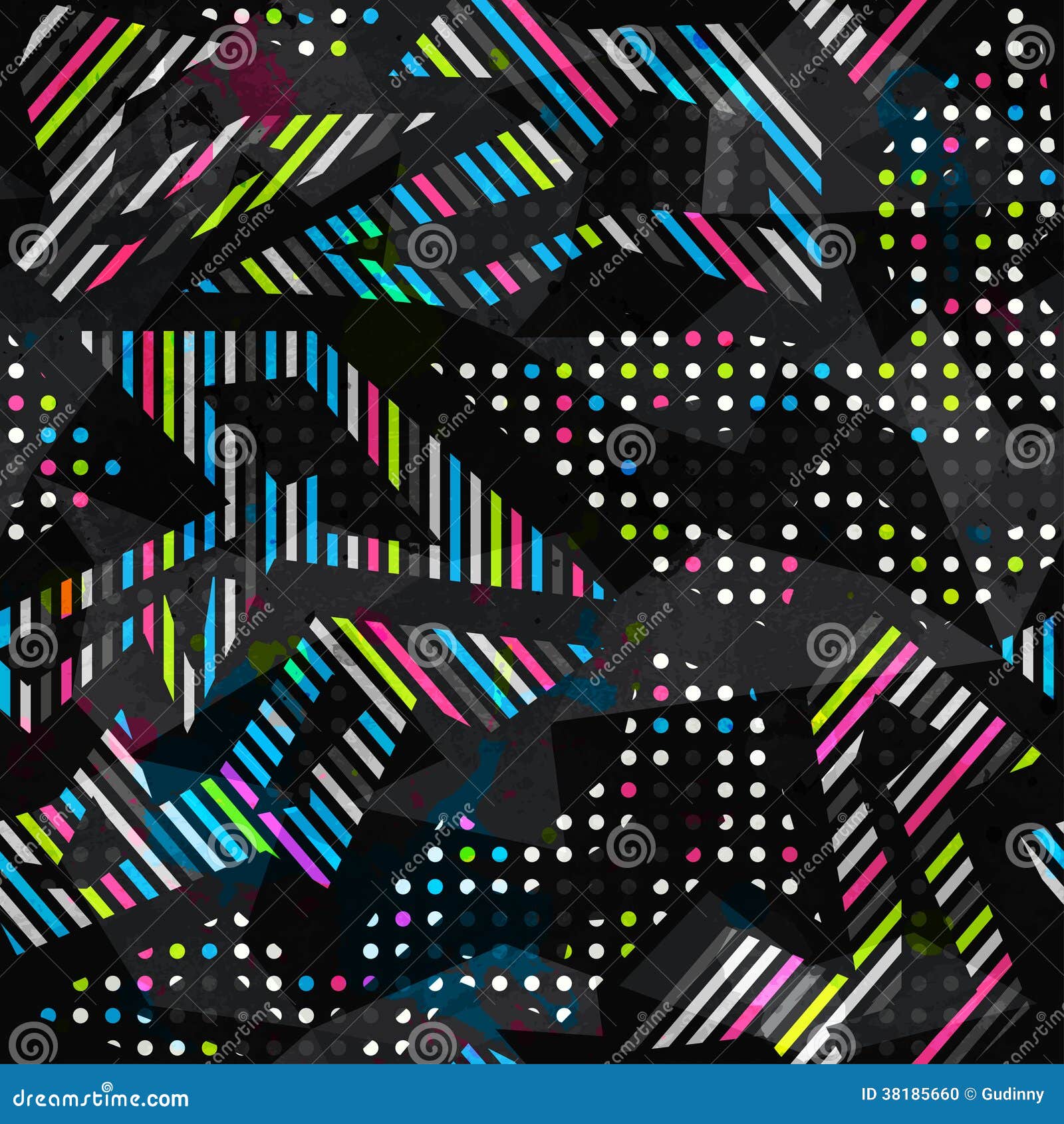 Grunge Spectrum Color Geometric Seamless Pattern Stock Vector ...