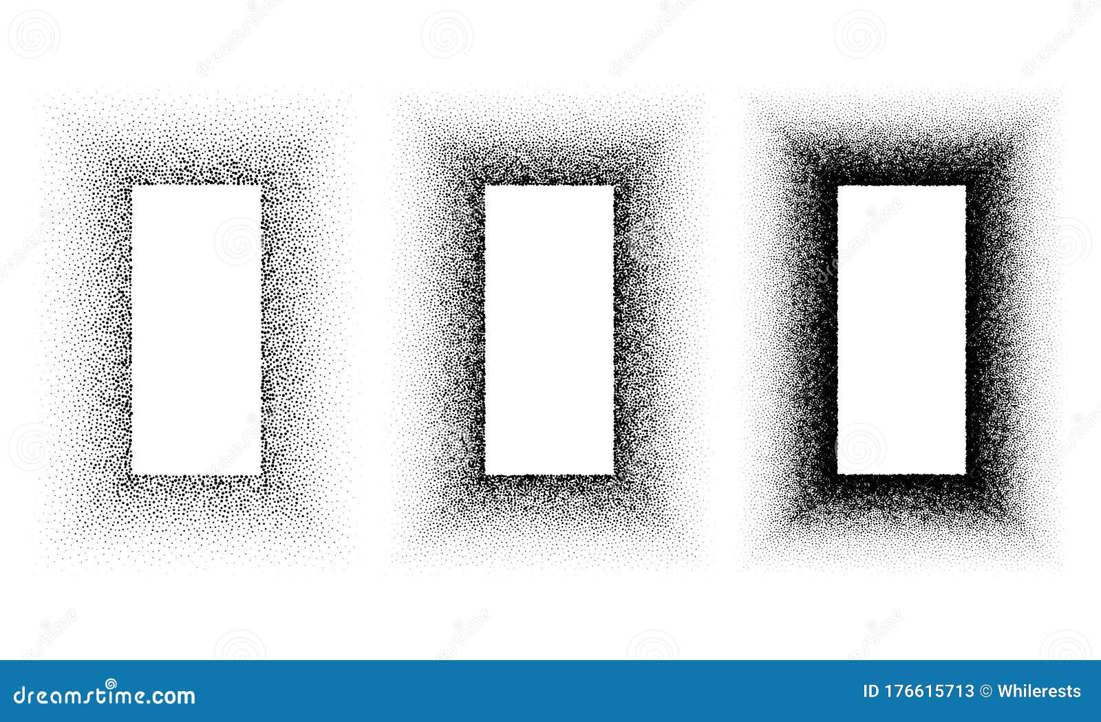 Grunge Spray Stencil Rectangle Frames. Gradient Ink Splatter Dots ...