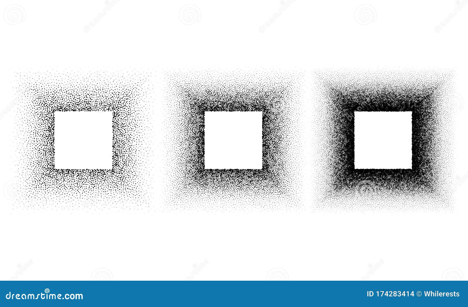 Grunge Spray Stencil Square Frames. Gradient Ink Splatter Dots Template ...