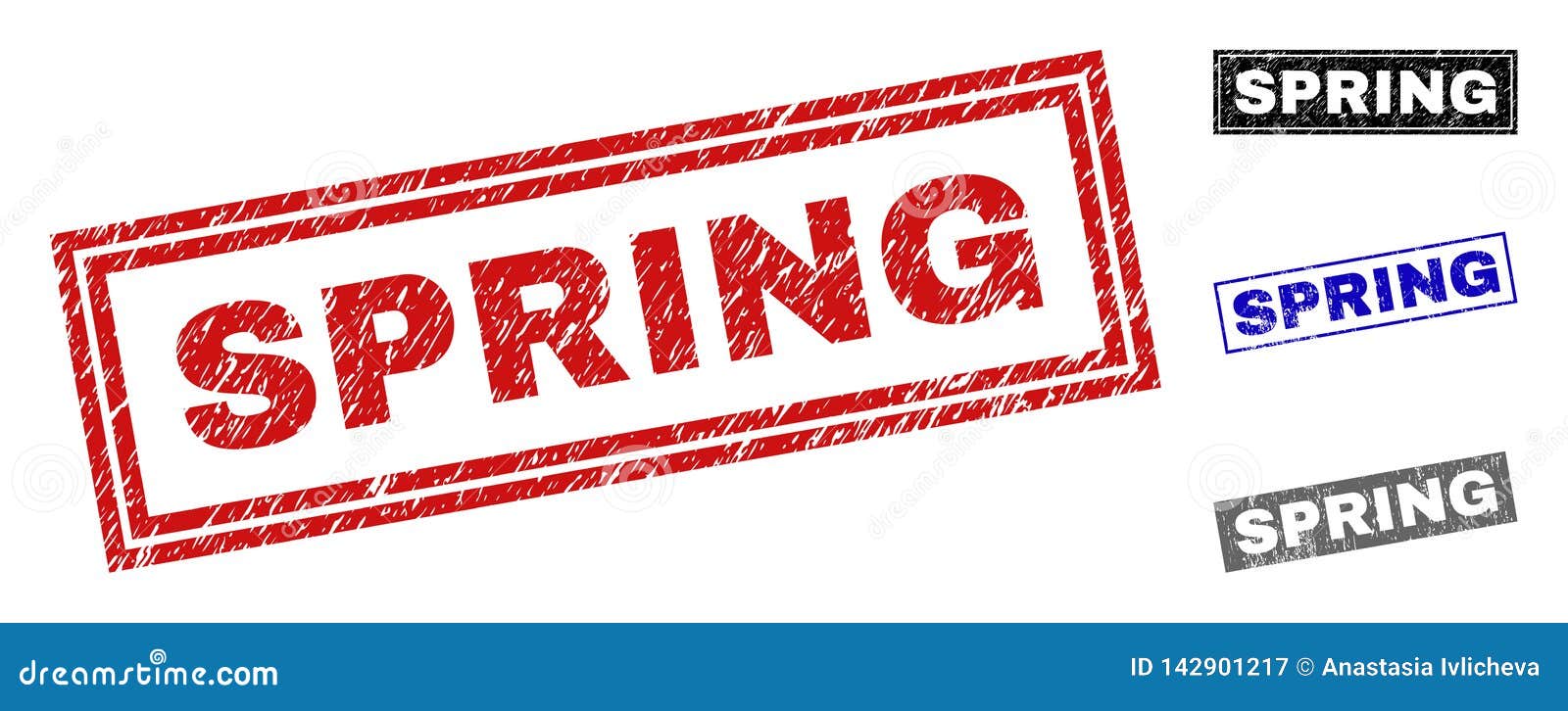 Grunge SPRING Scratched Rectangle Watermarks Stock Vector ...