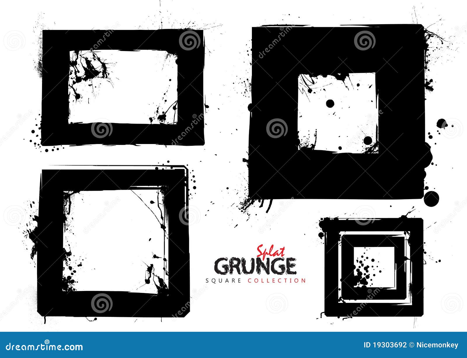 Grunge square collection stock vector. Illustration of blob - 19303692