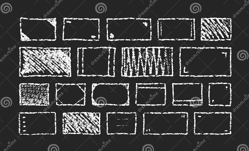 Rectangle Frame, Line Square Shape. Chalk Box, Brush Vector Border ...