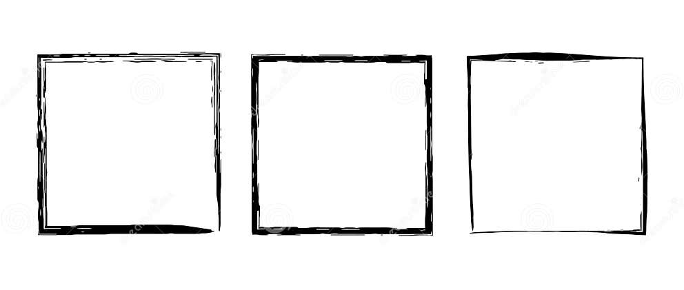 Grunge Square Frame Set. Different Paint Brush Border Collection Stock ...
