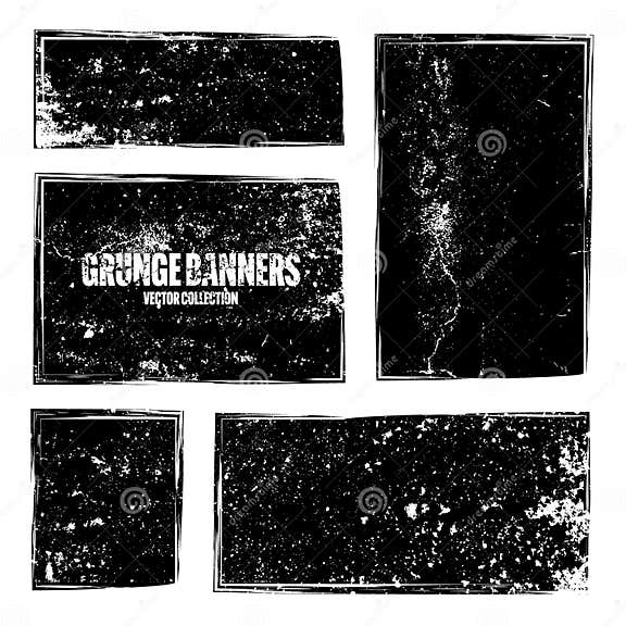 Grunge Square Frames, Banners with Stains and Scratches. Brush Stroke ...